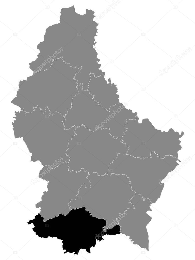 Black Mapa de ubicación de Cantón de Esch-sur-Alzette en Grey Mapa de ...