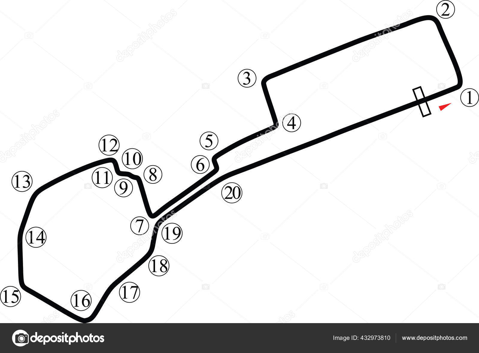 Simple Race Track Map Layout Baku City Circuit Motorsport 2021 Stock ...