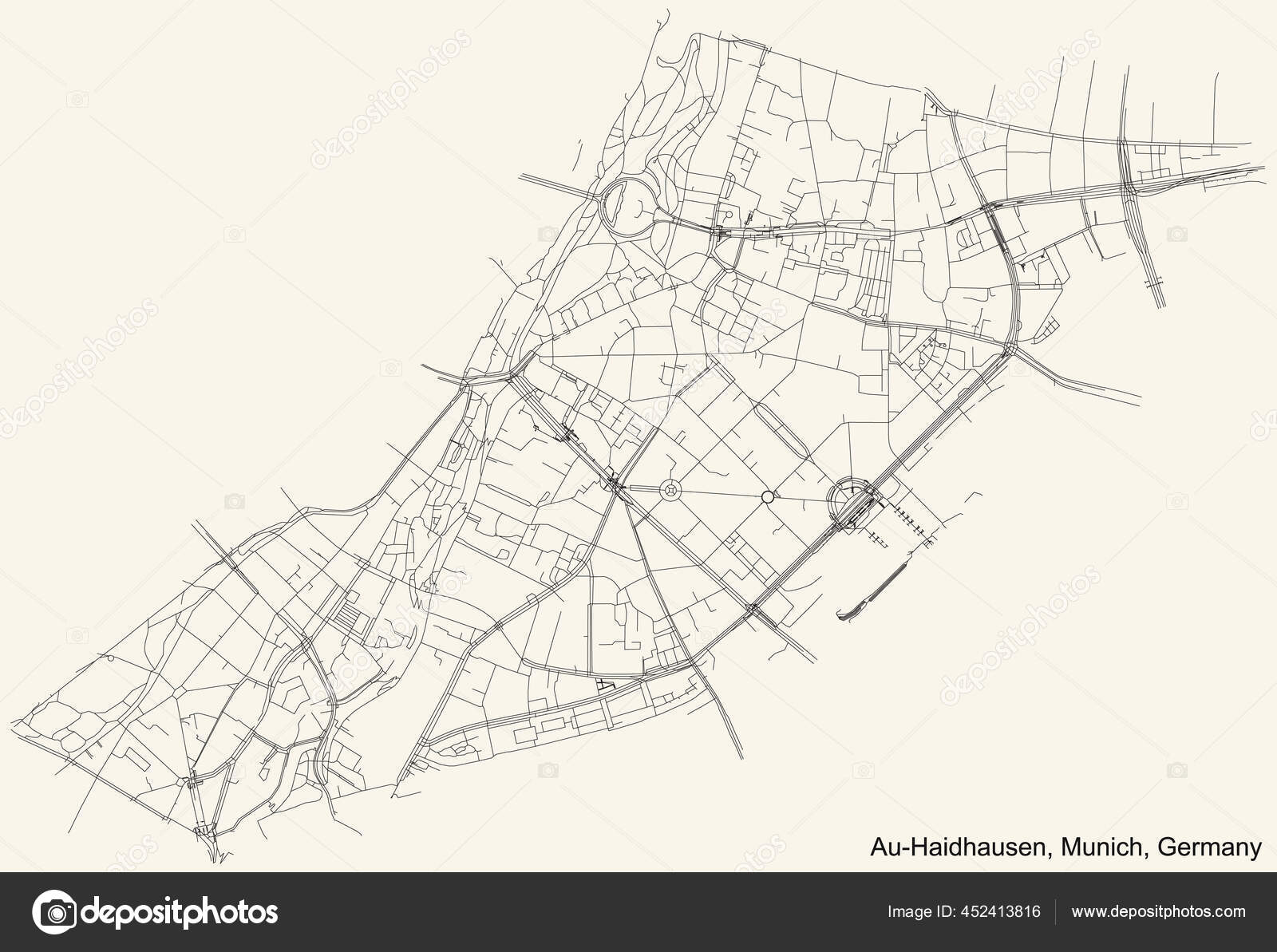 Black Simple Detailed Street Roads Map Vintage Beige Background Quarter Stock Vector Image by ...
