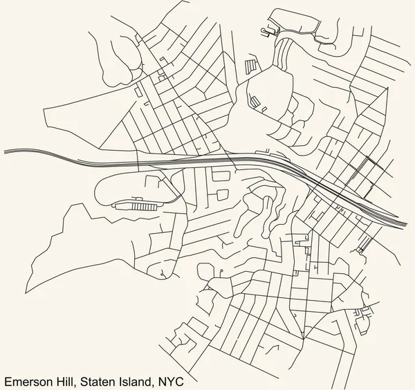 Black Simple Detailed Street Roads Map Vintage Beige Background Quarter ...