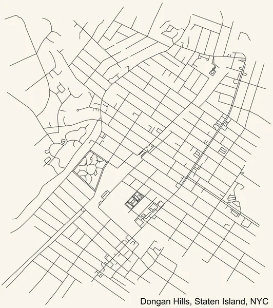 Black Simple Detailed Street Roads Map Vintage Beige Background Quarter ...