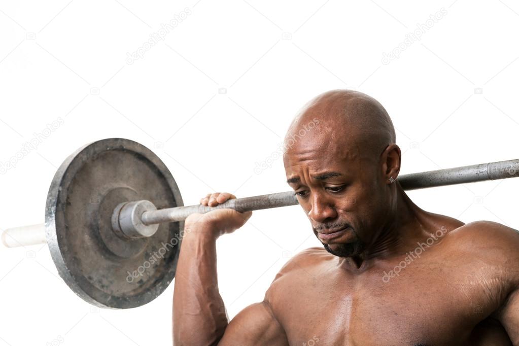 Muscle Man Holding Barbell Stock Photo by ©ArenaCreative 65479655