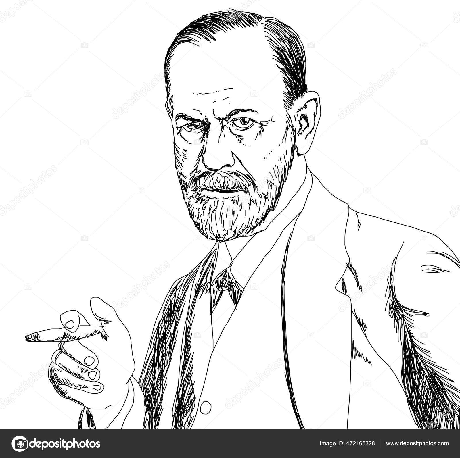 Ilustración Realista Del Psicoanalista Austríaco Sigmund Freud ...