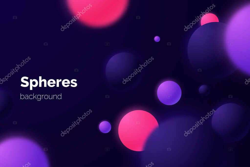 Abstraer fondo simple con esferas de color rosa y púrpura mate aisladas ...