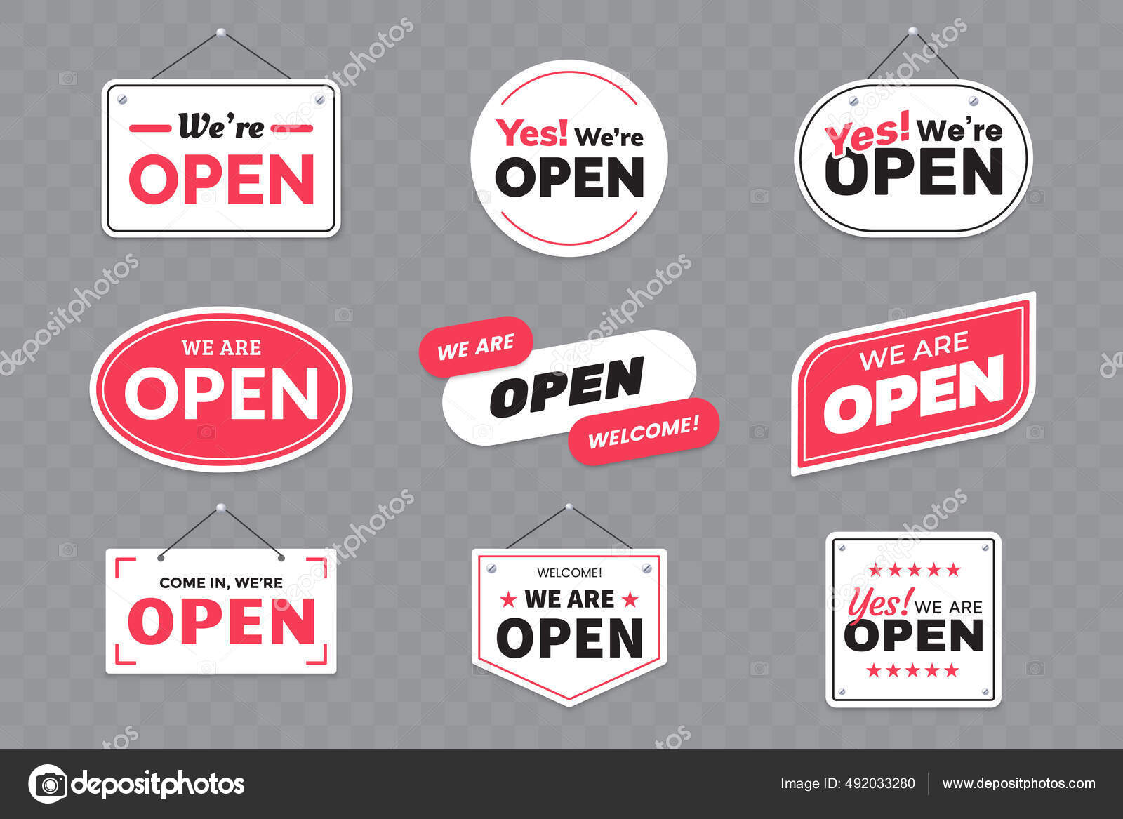 Open Signs Collection Open Signage Design Business Shop Restaurant Etc ...