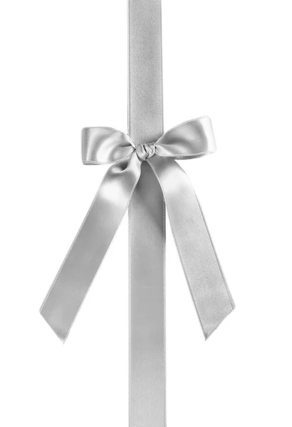 Silver colore vertical cross ribbon with bow, isolated Stock Photo by ...