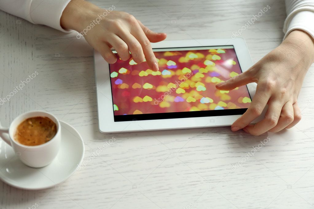 Woman using digital tablet — Stock Photo © belchonock #103407536 Woman using digital tablet — Stock Photo © belchonock #103407536
