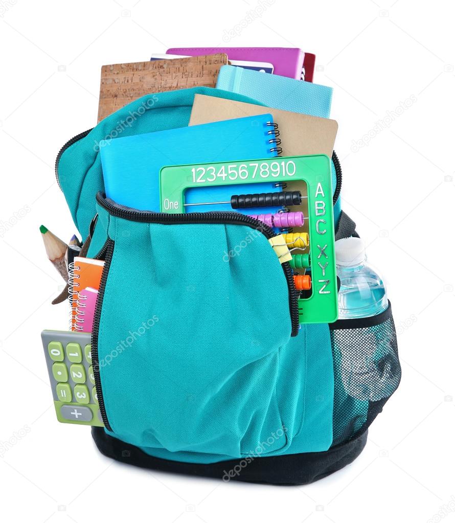 Mochila con útiles escolares — Foto de stock © belchonock #105079246