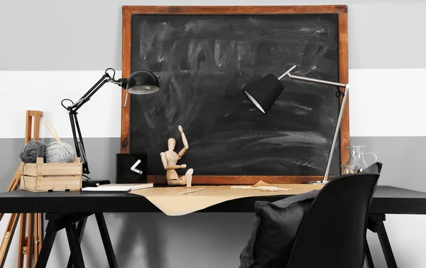 Chalkboard and desk Stock Photos, Royalty Free Chalkboard and desk ...