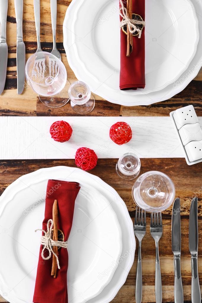 Beautiful table setting Stock Photo by ©belchonock 110557686