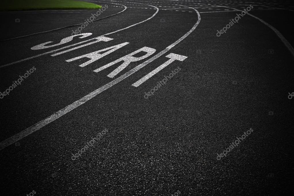 Start written on running track Stock Photo by ©belchonock 113523238