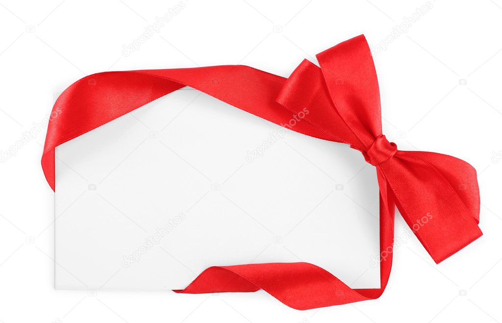 Note card with ribbon bow Stock Photo by ©belchonock 113535588