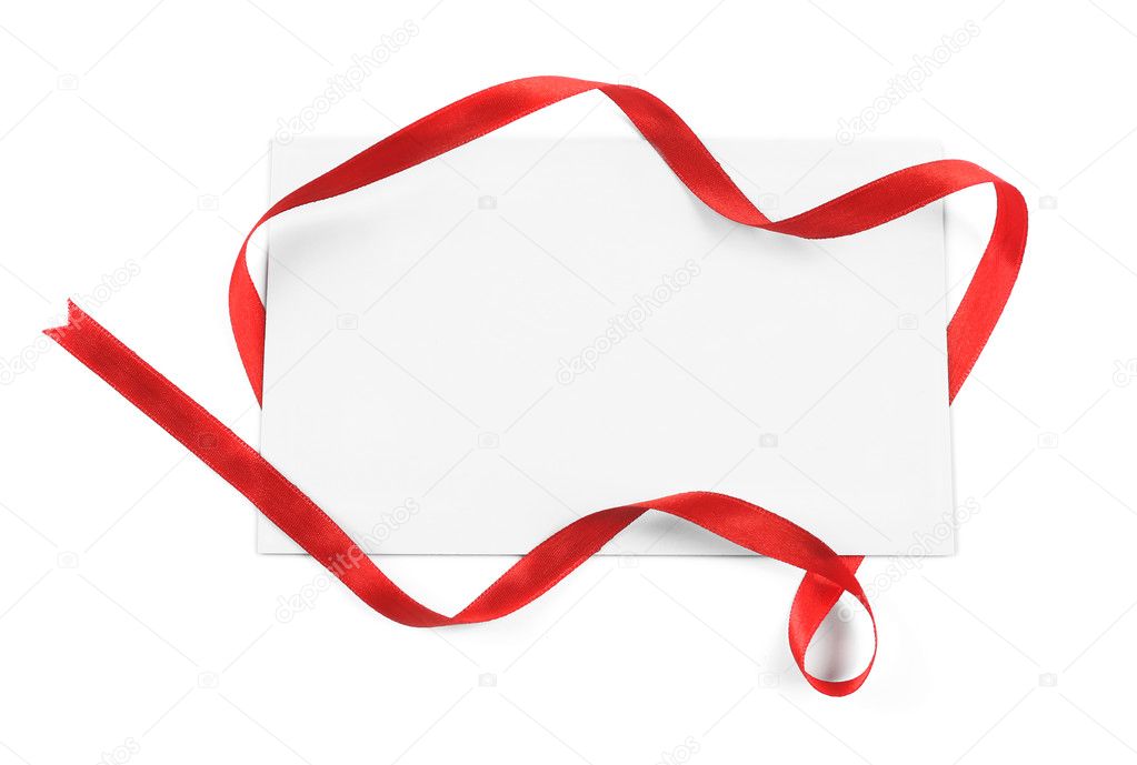 Note card with red ribbon Stock Photo by ©belchonock 113535622