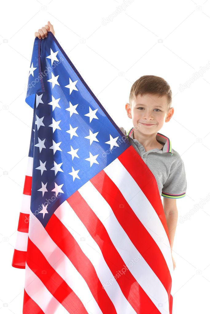 Boy and American flag Stock Photo by ©belchonock 114914538