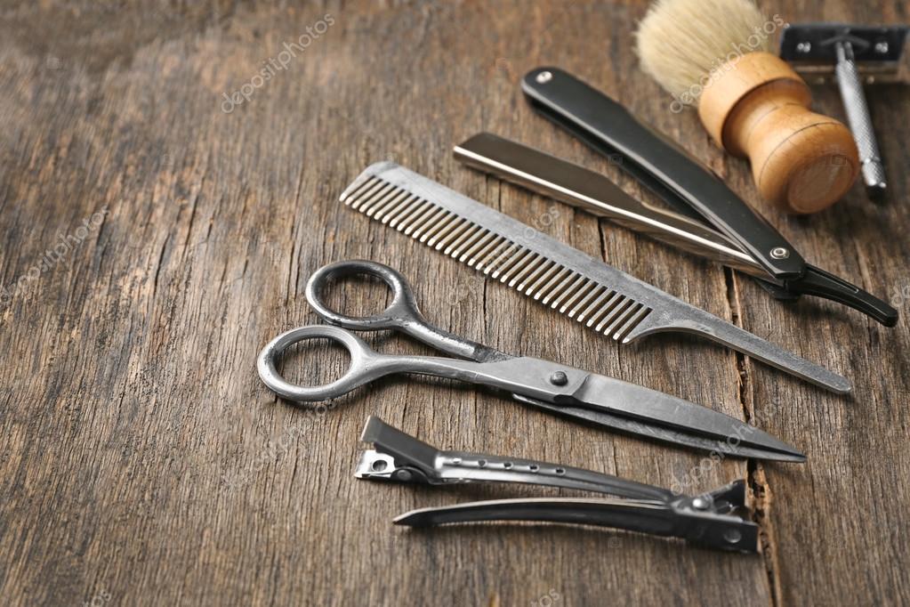 Vintage tools of barber shop — Stock Photo © belchonock #118121884