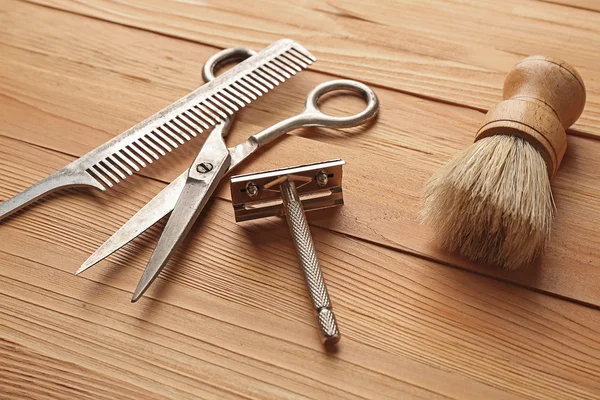 Vintage tools of barber shop — Stock Photo © belchonock #128266450