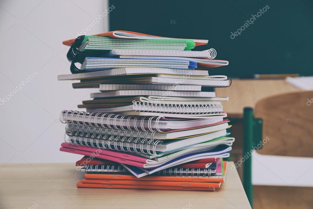 Stacked school notebooks Stock Photo by ©belchonock 120439498 Stacked school notebooks Stock Photo by ©belchonock 120439498