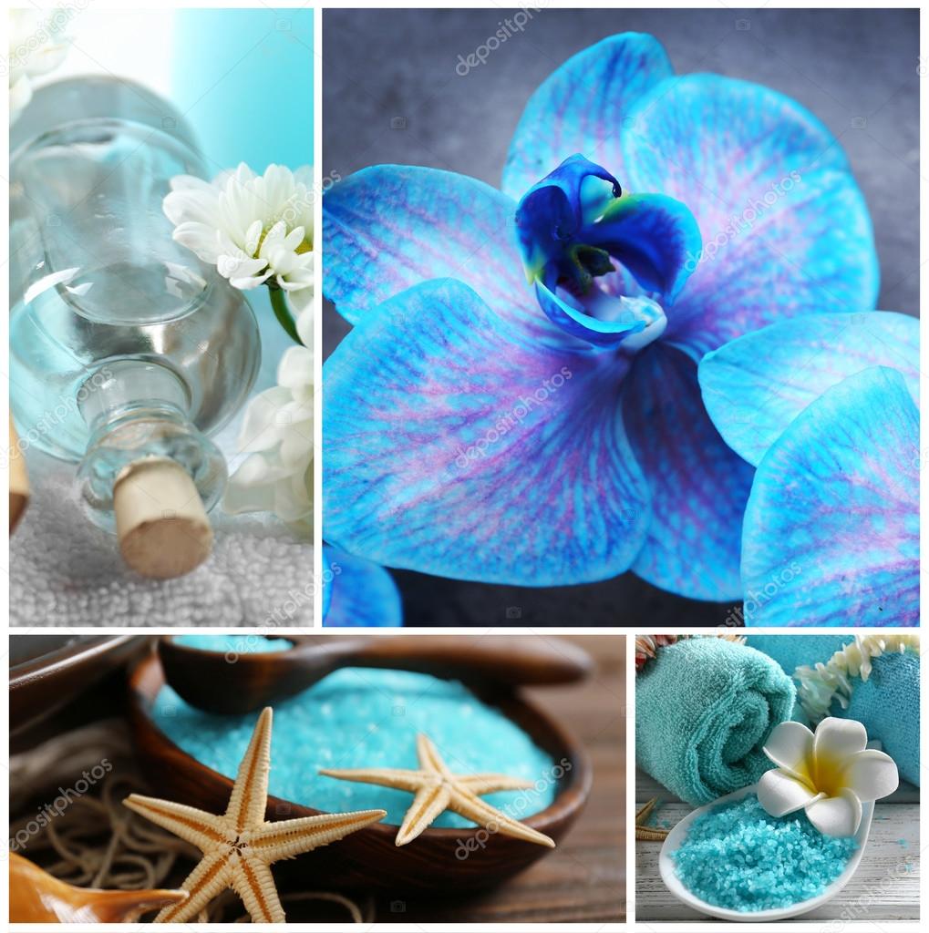 Collage of beautiful spa compositions. SPA treatment concept. Stock ...