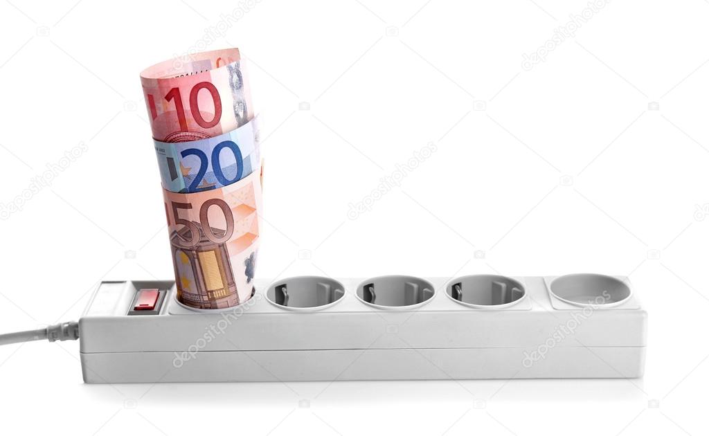 Banknotes in power socket Stock Photo by ©belchonock 123382878