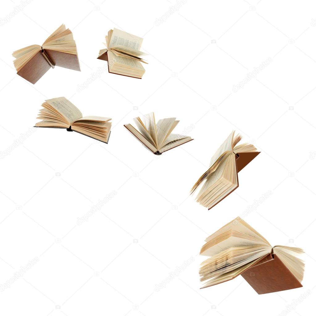 Flying books on white Stock Photo by ©belchonock 54146381