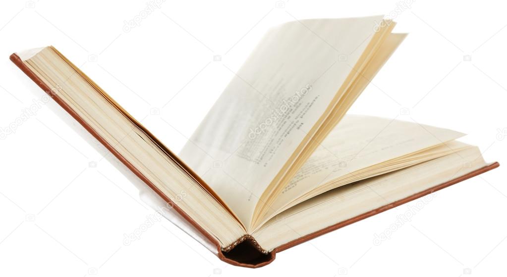 Opened book isolated on white — Stock Photo © belchonock #54250999