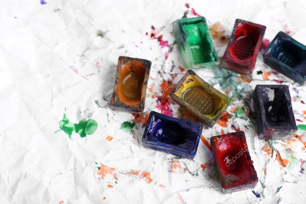 Watercolor paint cubes Stock Photo by ©belchonock 54286533