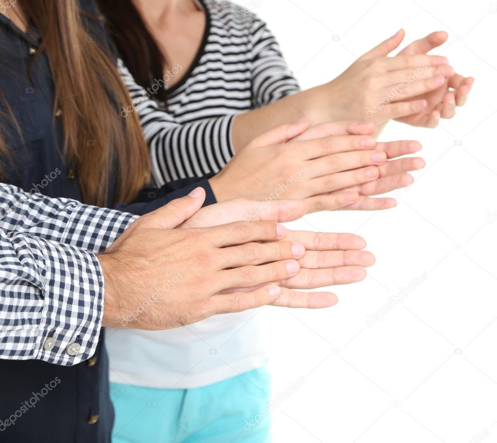 Clapping hands isolated on white — Stock Photo © belchonock #54857123