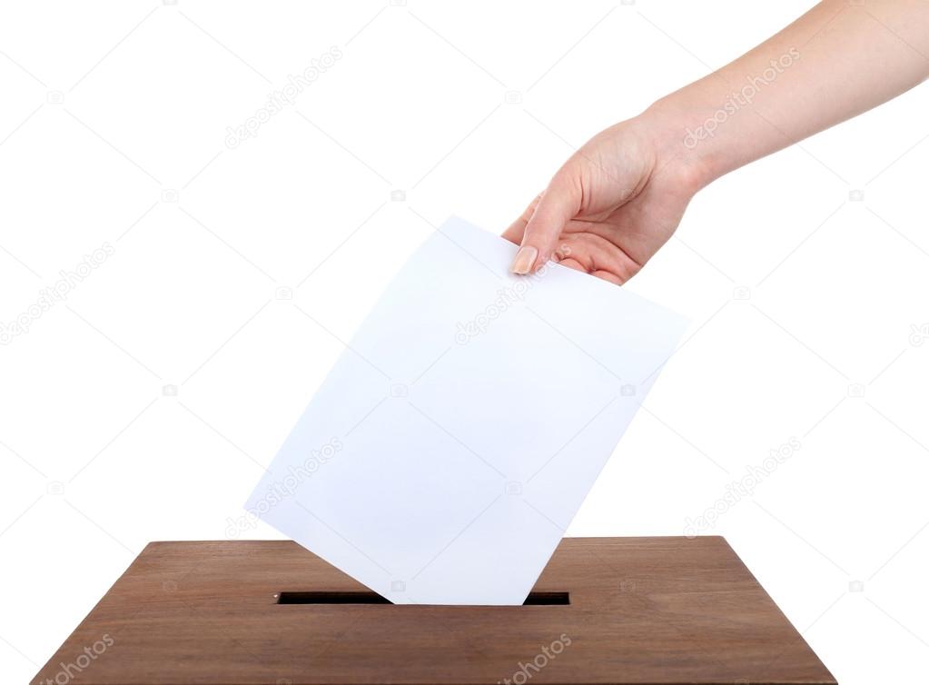 Human hand inserting envelope — Stock Photo © belchonock #55646169