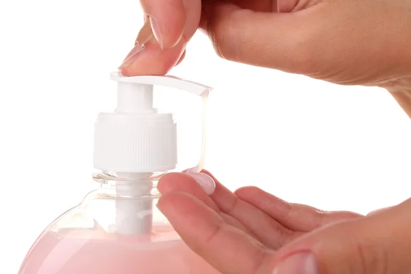 Hands using liquid soap Stock Photo by ©belchonock 56862903