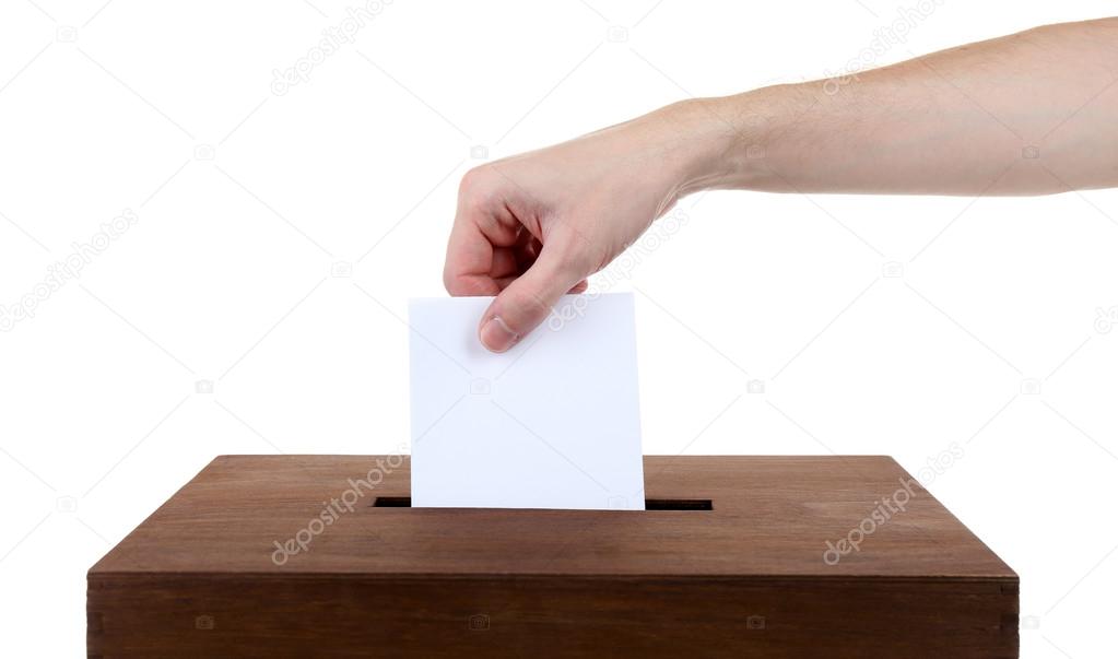 Human hand inserting envelope — Stock Photo © belchonock #56595807