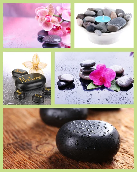 Collage of hot stones and bamboo — Stock Photo © egal #6147466