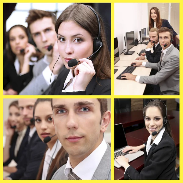Digital Composite Collage Customer Service Help Team Call Center ...