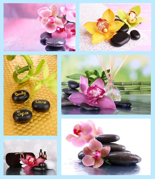 Collage of hot stones and bamboo — Stock Photo © egal #6147466