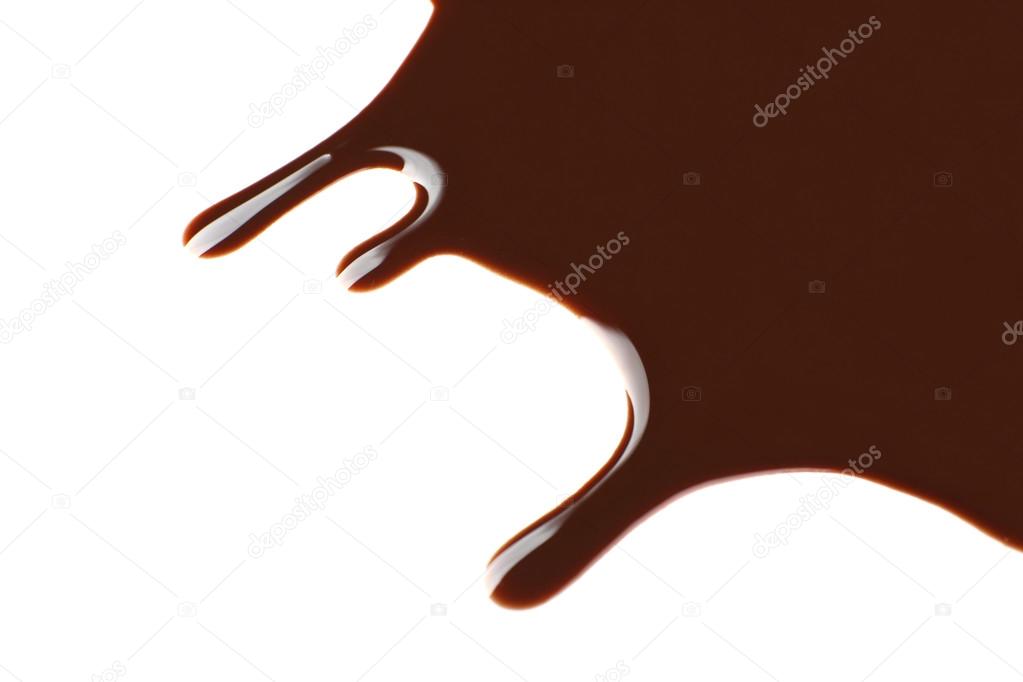 Melted chocolate dripping on white background Stock Photo by ...