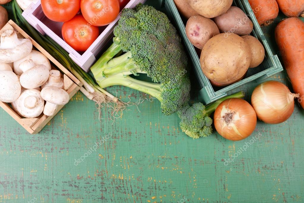 Different vegetables in boxes Stock Photo by ©belchonock 61027843