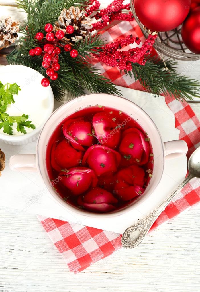 Traditional polish red borscht Stock Photo by ©belchonock 61214515