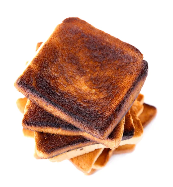 Torrada queimada pão isolado no fundo branco — Foto © belchonock #61894033