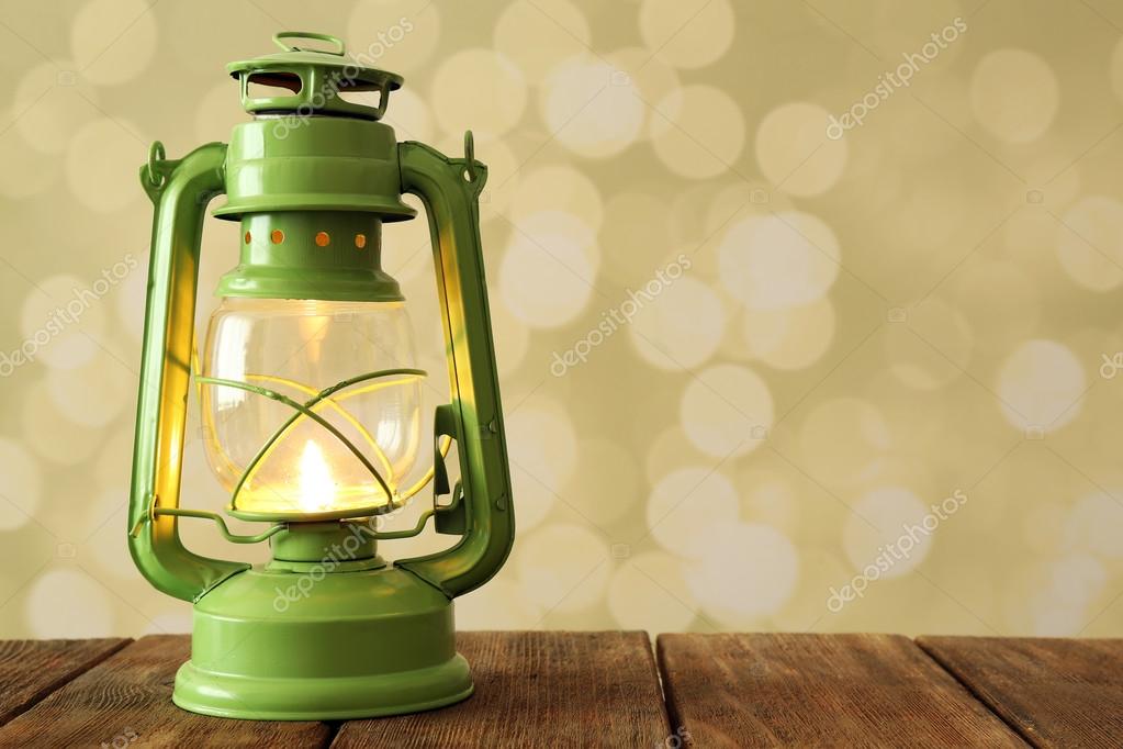 Lit Kerosene Lamp