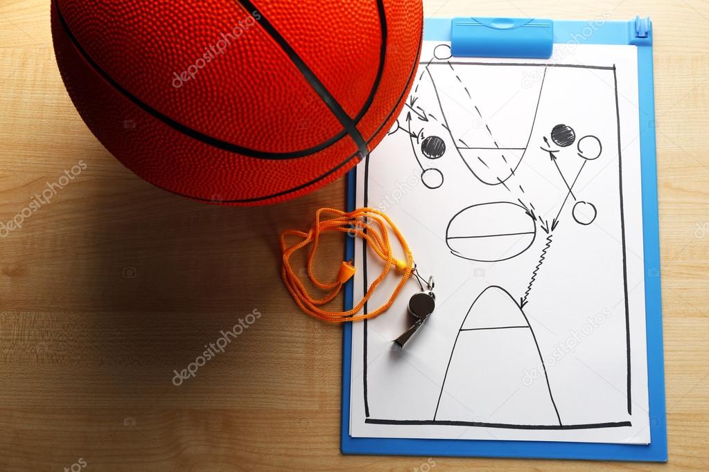 Scheme basketball game on paper — Stock Photo © belchonock #63219815