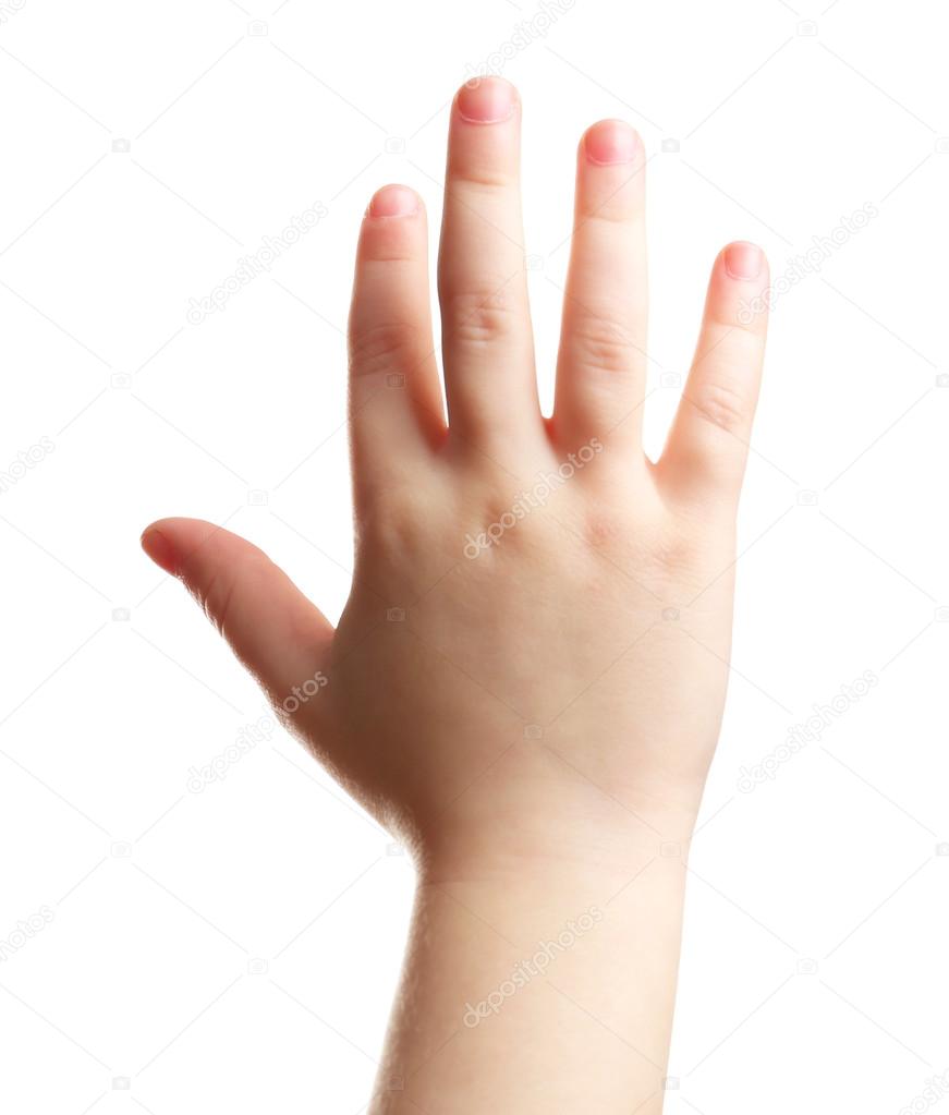 Child hand on white ⬇ Stock Photo, Image by © belchonock #64714305