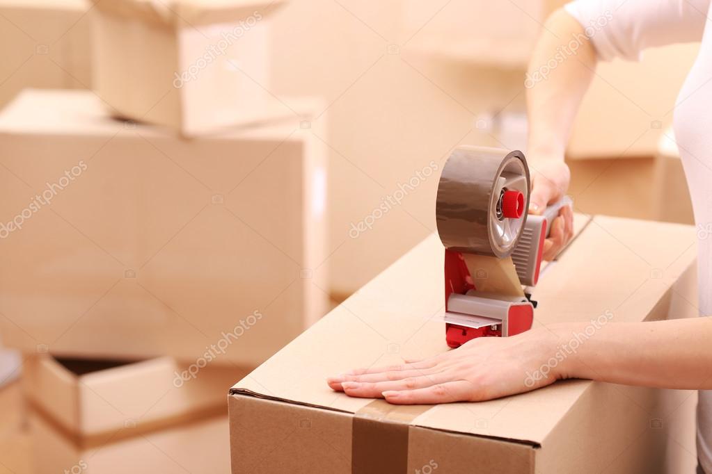 Packing boxes close-up Stock Photo by ©belchonock 64797907