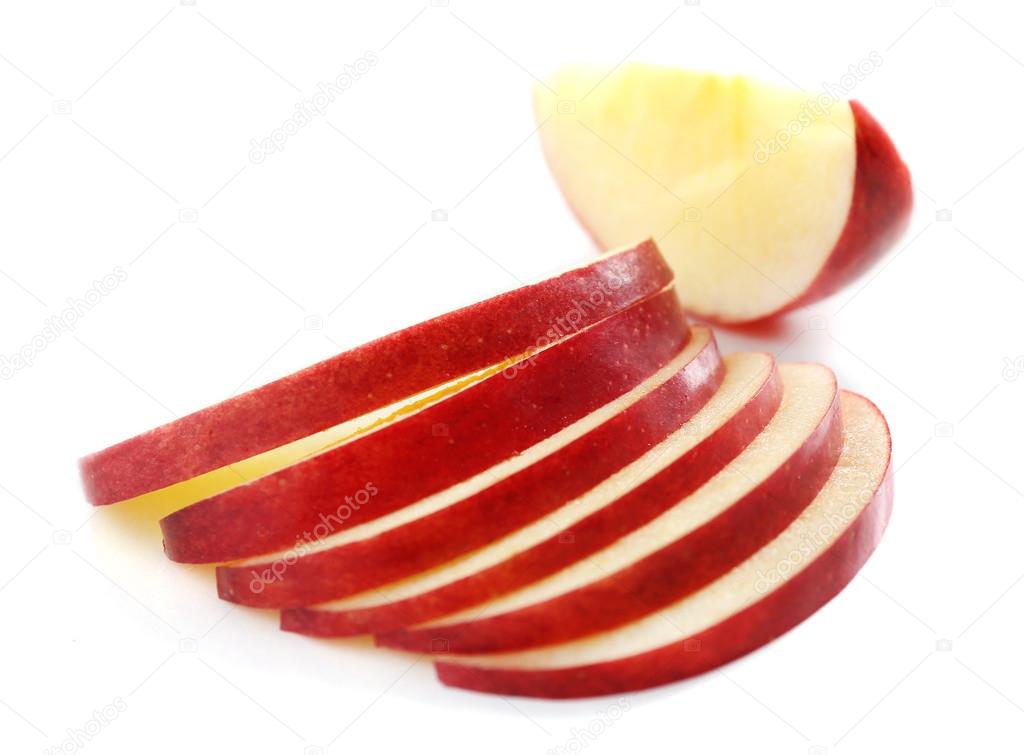 Sliced apple isolated on white — Stock Photo © belchonock #65347419