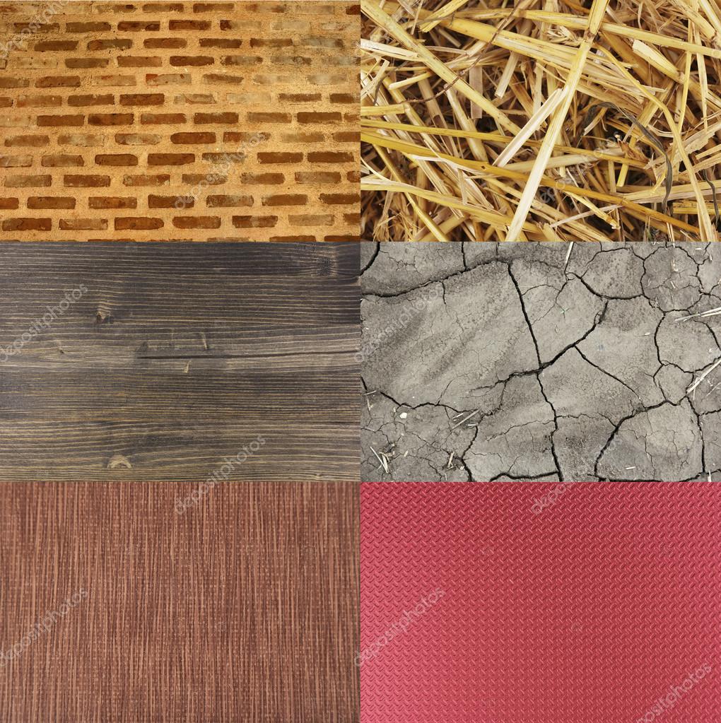 Assortment of different textures in collage, mix of textures as ...