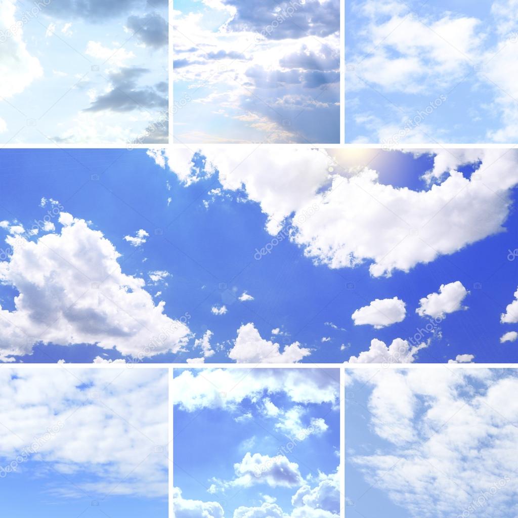 Beautiful sky with clouds collage — Stock Photo © belchonock #68288357