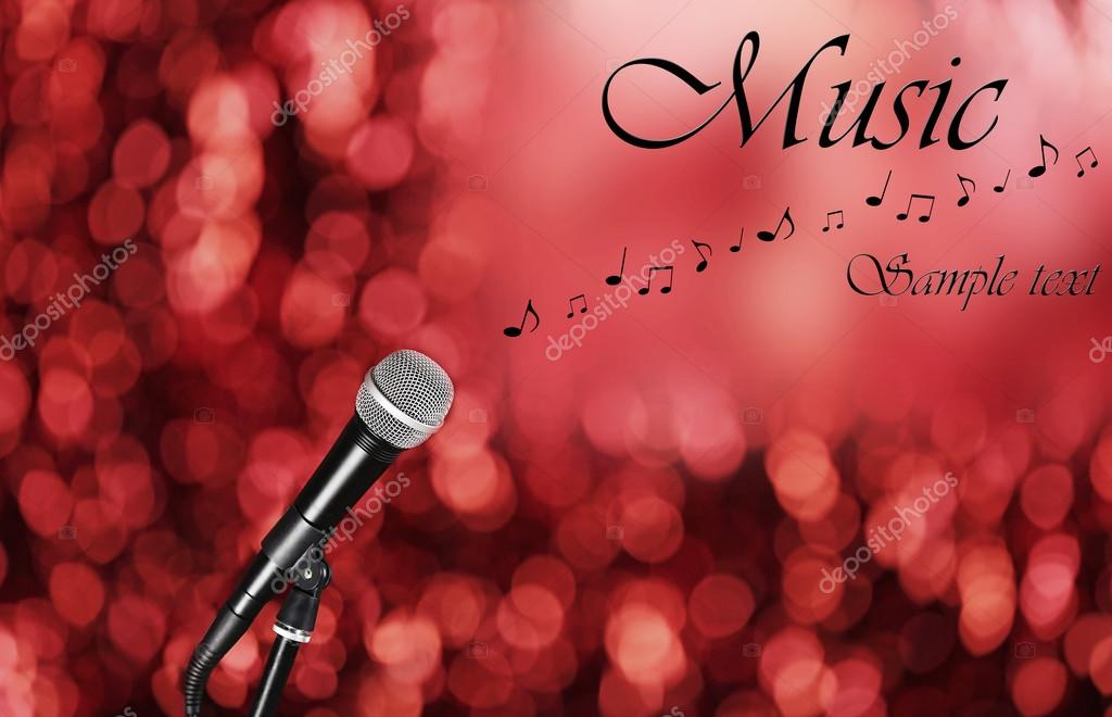Microphone on bright red background Stock Photo by ©belchonock 69384839