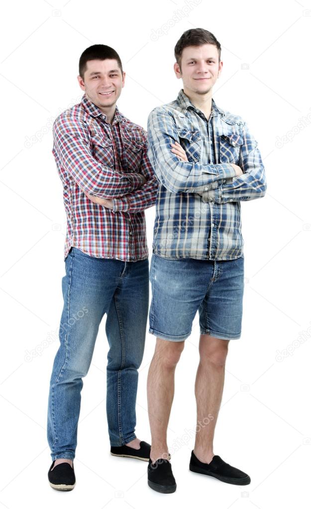 Two handsome young men isolated on white — Stock Photo © belchonock ...
