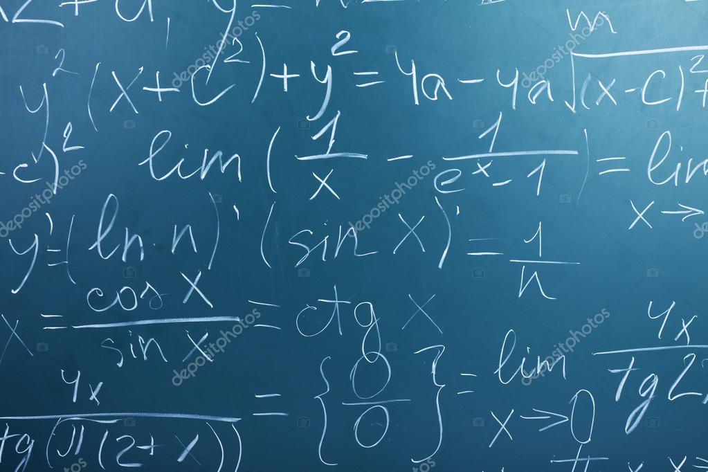 Maths formulas on chalkboard — Stock Photo © belchonock #71143603