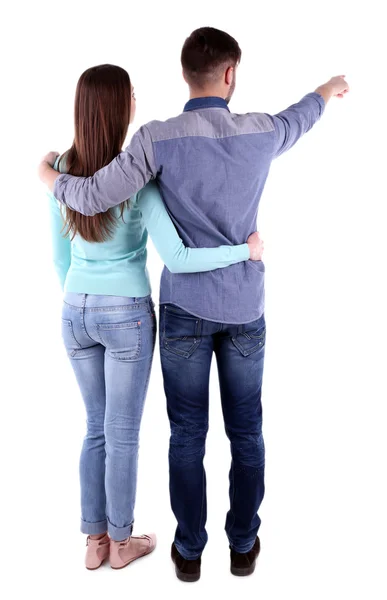 Back view of young couple isolated on white Stock Photo by ©belchonock ...