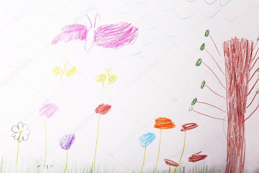 Kids drawing on white sheet Stock Photo by ©belchonock 72191535