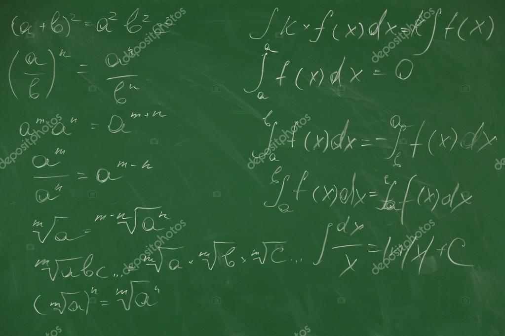 Female hand writing formulas on blackboard with chalk, close up — Stock ...